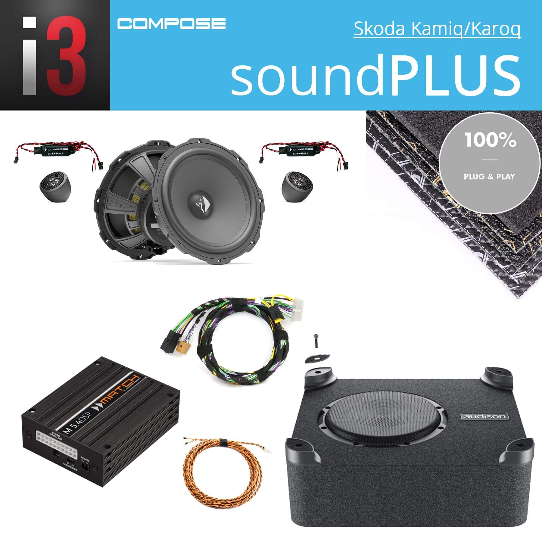 Skoda Karoq und Kamiq Soundsystem | 16cm System | DSP Endstufe | Sub