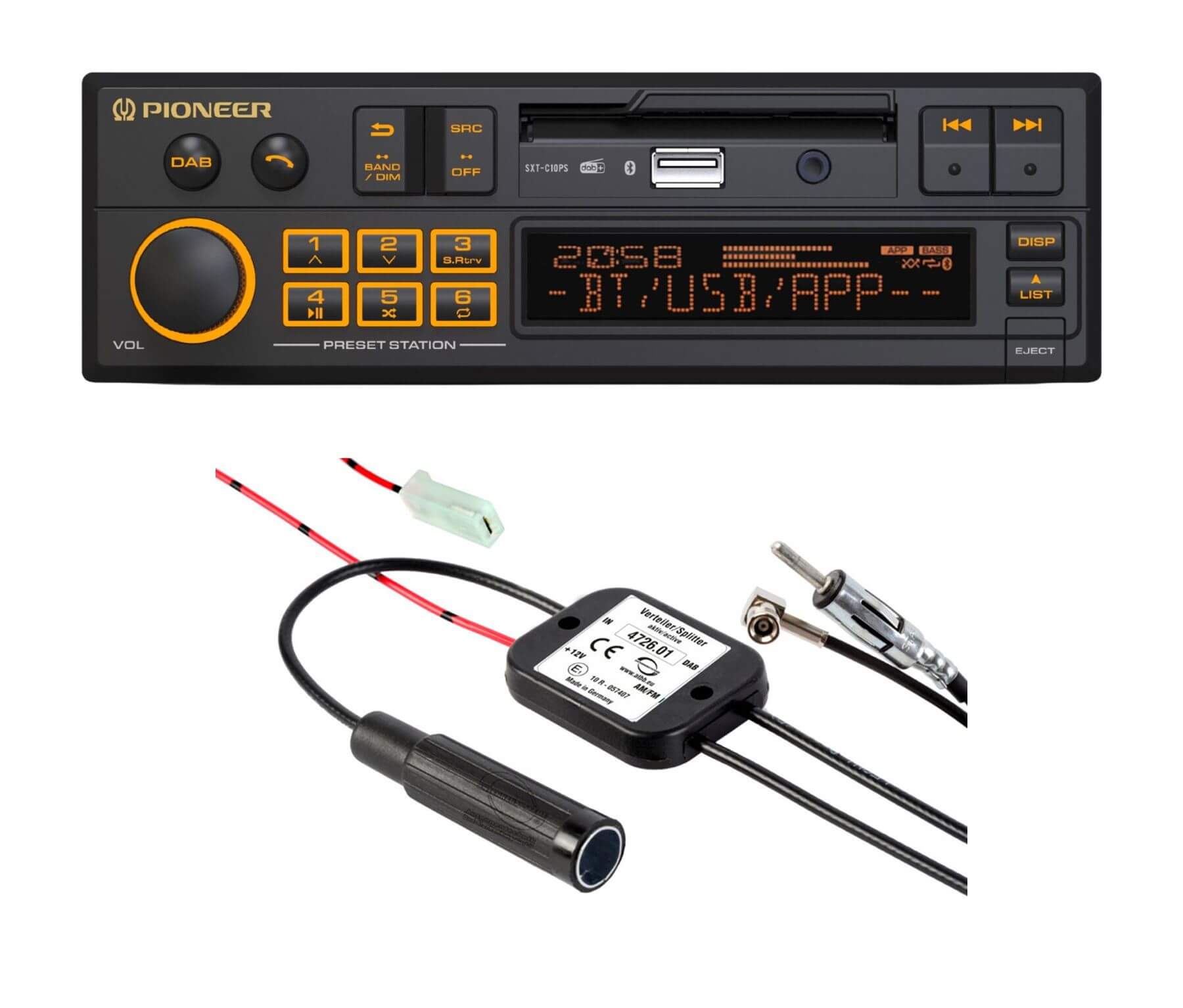 Pioneer SXT-C10PS inkl. DAB+ Splitter| Retro DAB+ Autoradio mit USB MP3 ...