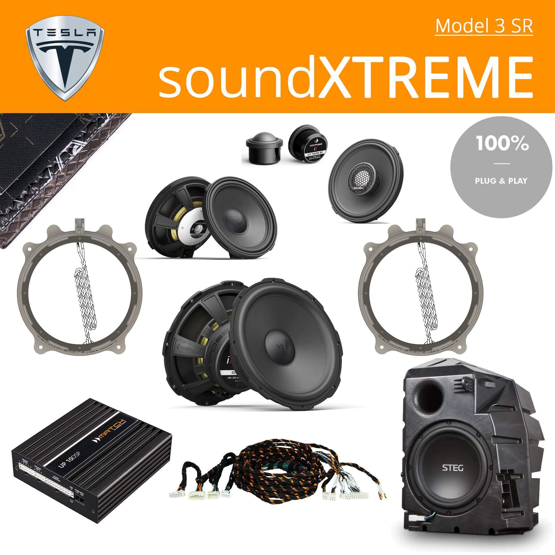 Tesla Model 3 SR soundXTREME | 1160W High End Upgrade System